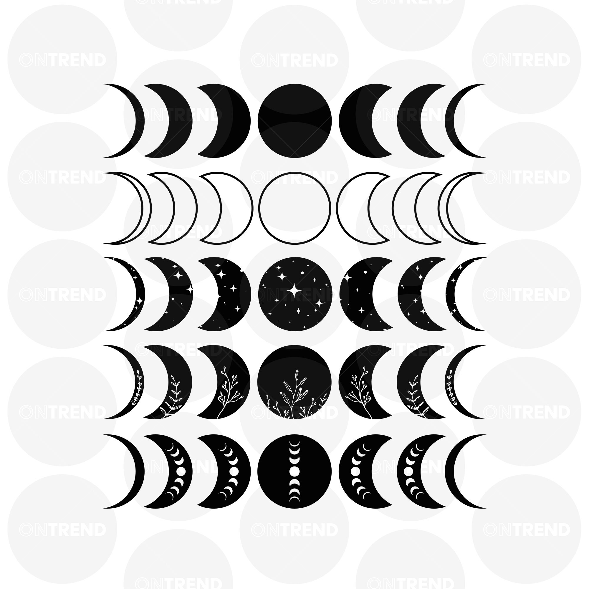 Moon Phases Svg Bundle Moon Phase Svg Celestial Svg Moon - Etsy UK