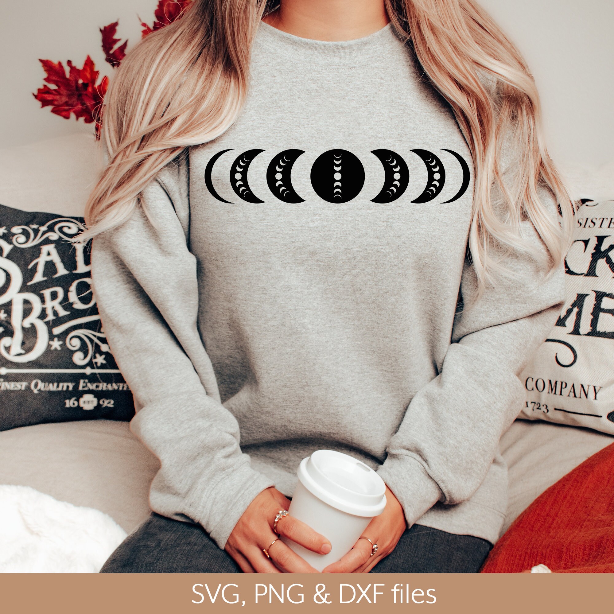 Moon Phases Svg Bundle, Moon Phase Svg, Celestial Svg, Moon Svg, Witchy ...