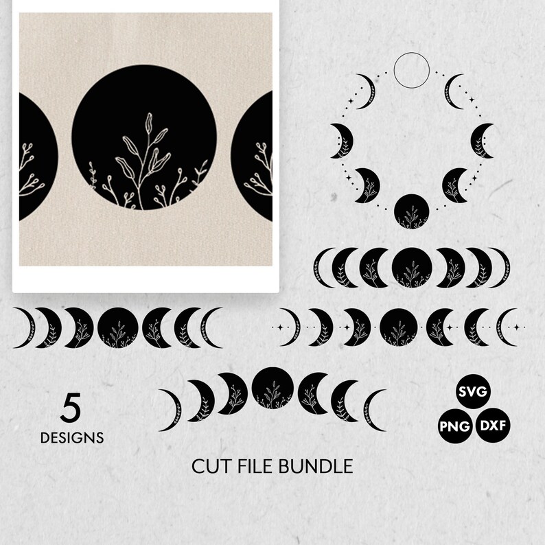 Moon Phases Svg Bundle, Moon Phase Svg, Celestial Svg, Moon Svg, Witchy ...