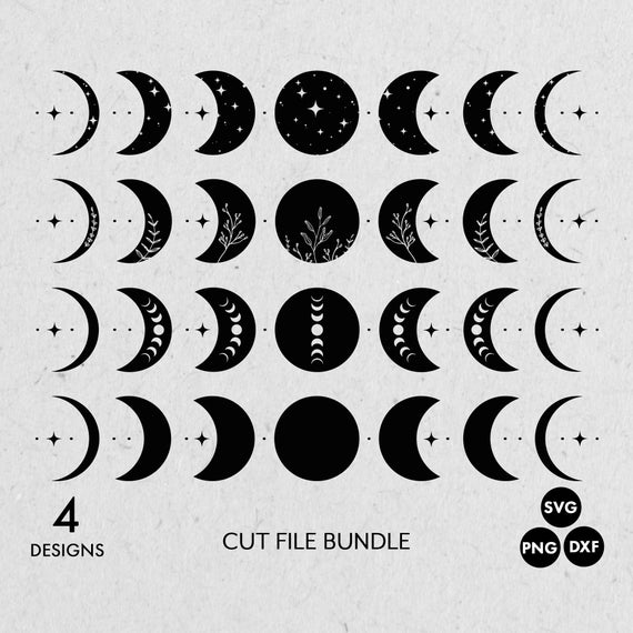 Moon Phases Svg Bundle Moon Phase Svg Celestial Svg Moon - Etsy Canada