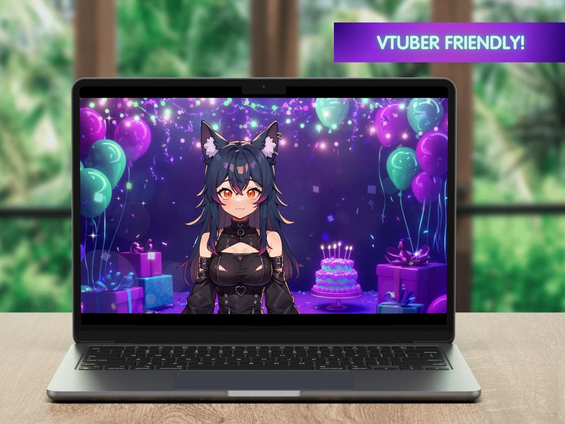 Animated Background, Neon Birthday Vtuber Background, Vtuber Assets ...