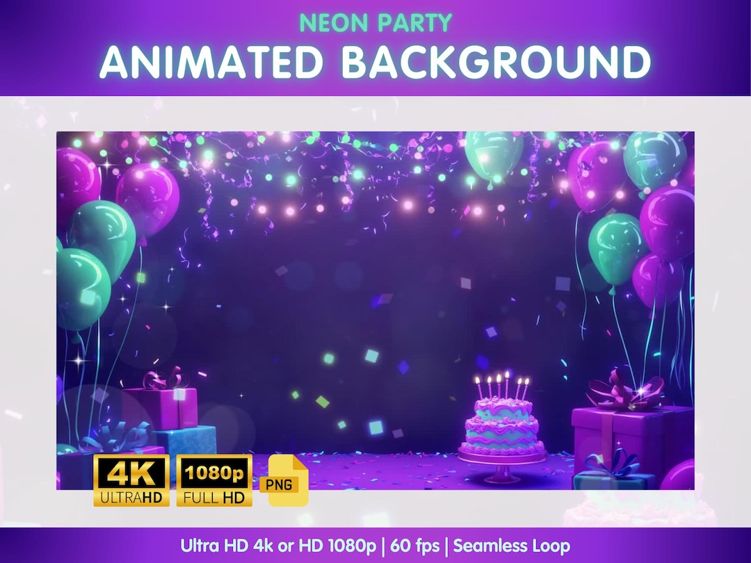 Animated Background, Neon Birthday Vtuber Background, Vtuber Assets ...