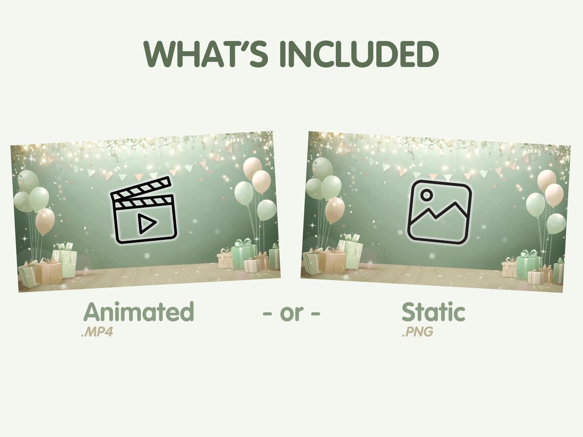 Animated Background, Cozy Birthday Vtuber Background, Sage Green Twitch ...