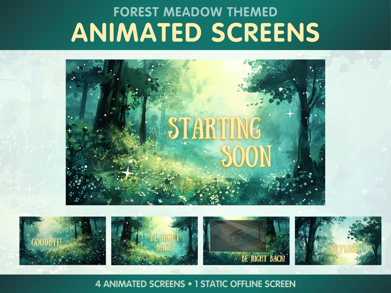 4 Animated Stream Screens for Twitch, 1 Offline Screen - Starting Soon ...