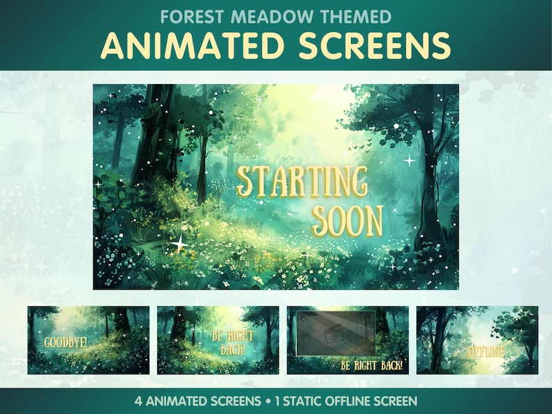 4 Animated Stream Screens for Twitch, 1 Offline Screen - Starting Soon ...