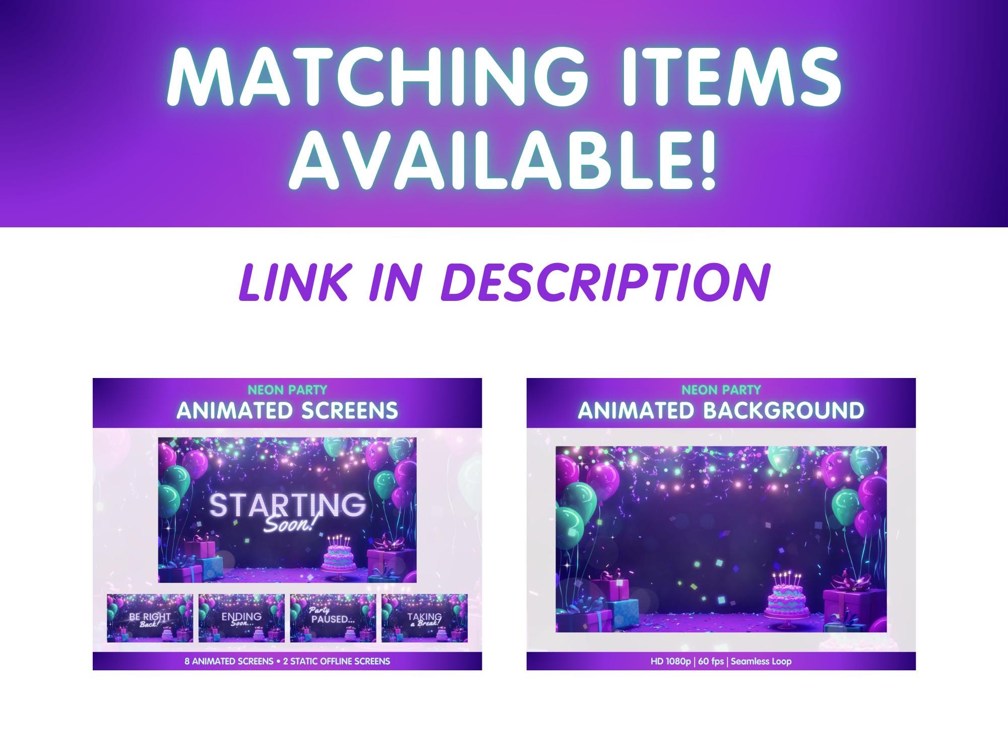14 Animated Stream Alerts for Twitch, Youtube, Tiktok - Neon Party ...