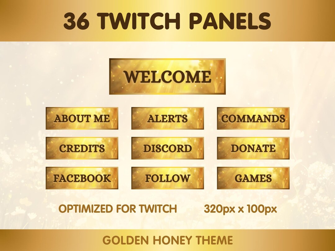 36 Twitch Panels - Yellow Channel Art, Golden Honey Theme - About ...