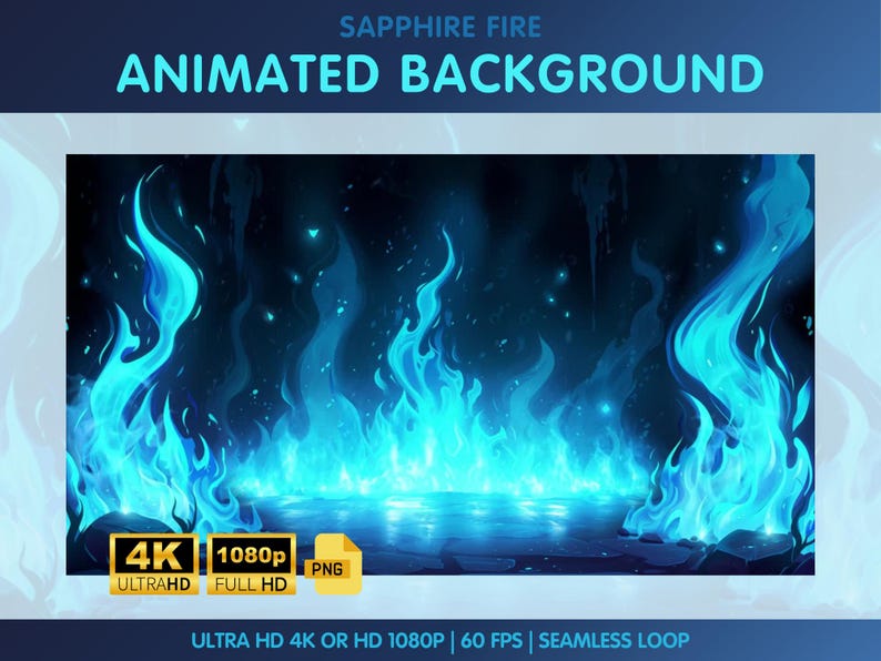 Animated Background, Blue Sapphire Fire Vtuber Background, Twitch ...