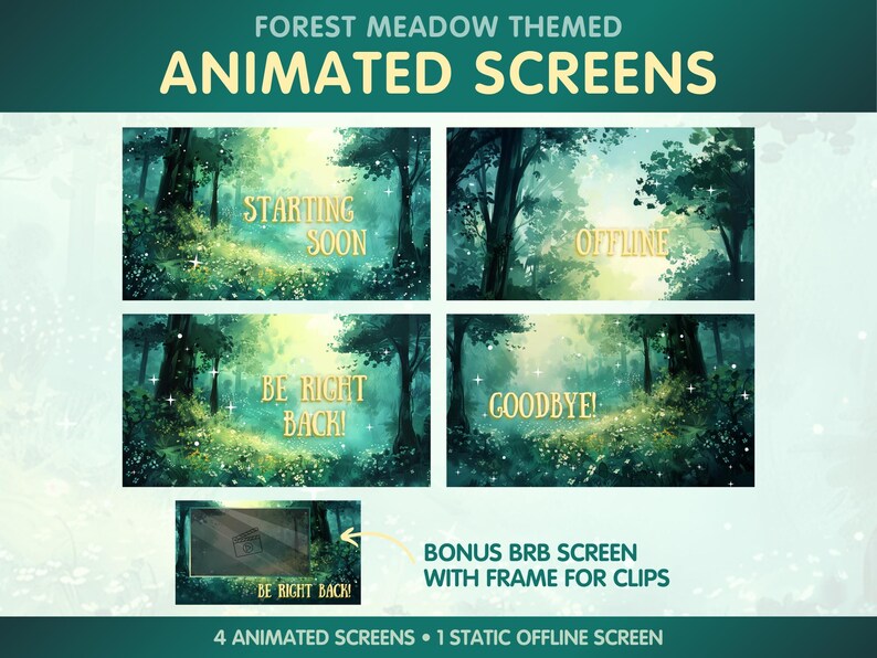 4 Animated Stream Screens for Twitch, 1 Offline Screen Starting Soon ...