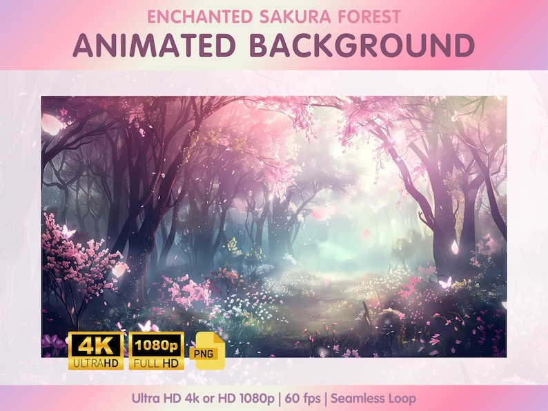 Pink Cherry Blossom Animated Background - Twitch Streamers, Vtubers ...