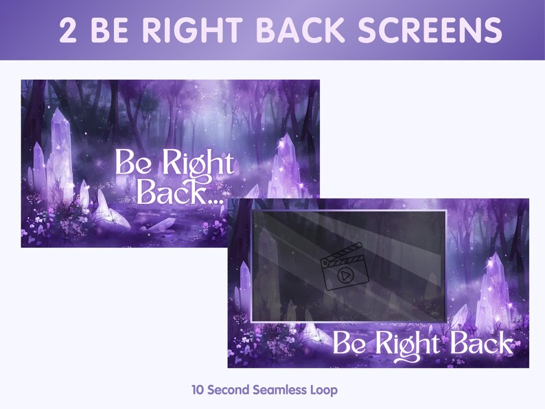 4 Animated Stream Screens for Twitch - Purple Starting Soon Screen, Be ...
