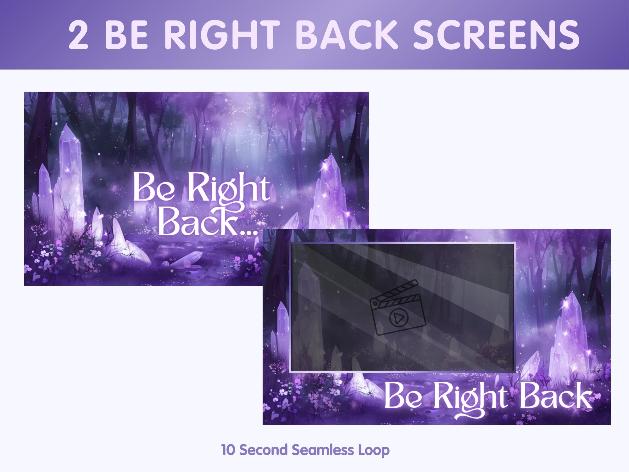4 Animated Stream Screens for Twitch - Purple Starting Soon Screen, Be ...