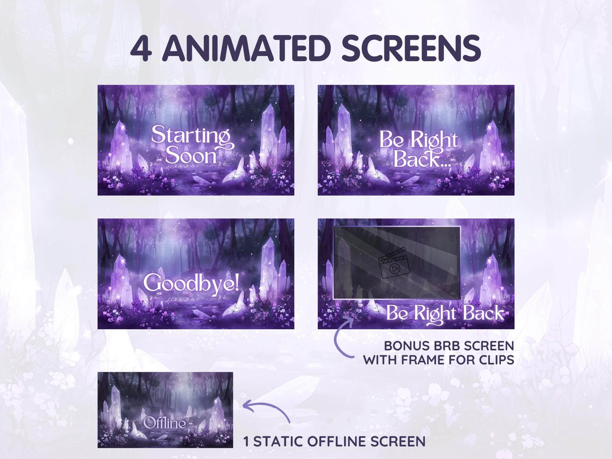 Purple Twitch Overlay Package - Animated Background, Twitch Panels ...