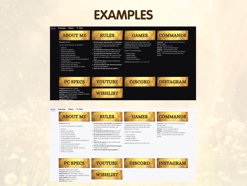 36 Twitch Panels - Yellow Channel Art, Golden Honey Theme - About ...