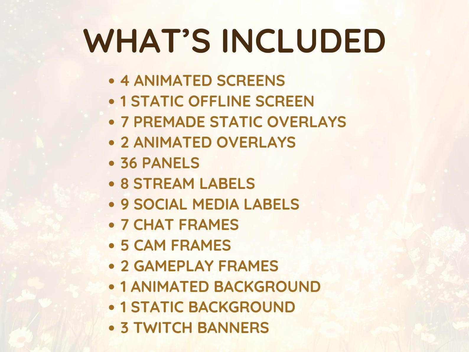 Yellow Twitch Overlay Package - Cottagecore Animated Background, Twitch ...