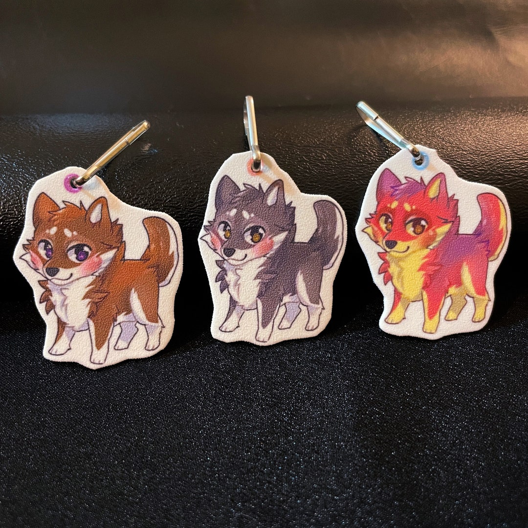 Mini Wolf Canine Keychain - Chibi Kawaii Furry Textured Animal Charm - Etsy