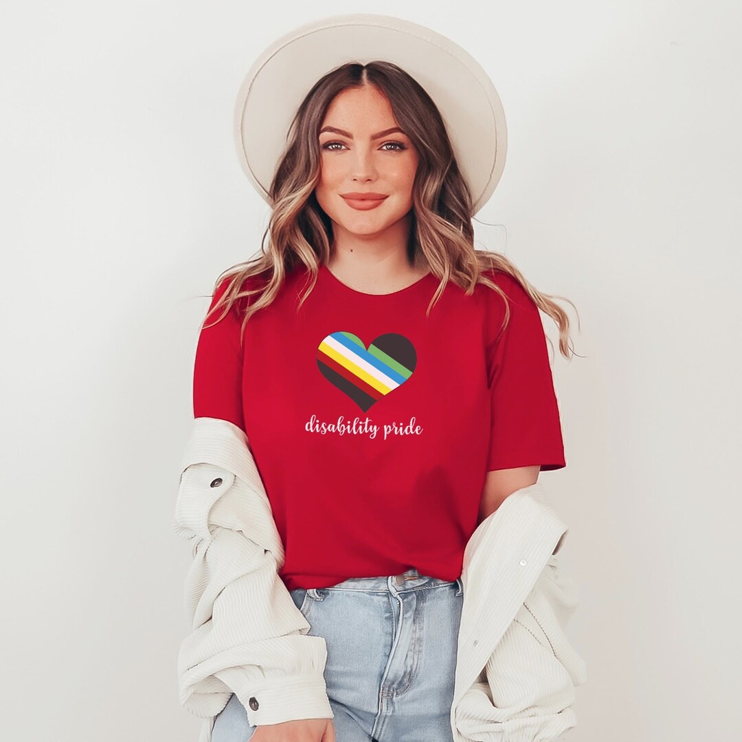 Disability Pride Flag T-shirt; Heart-shaped Disability Pride Graphic ...
