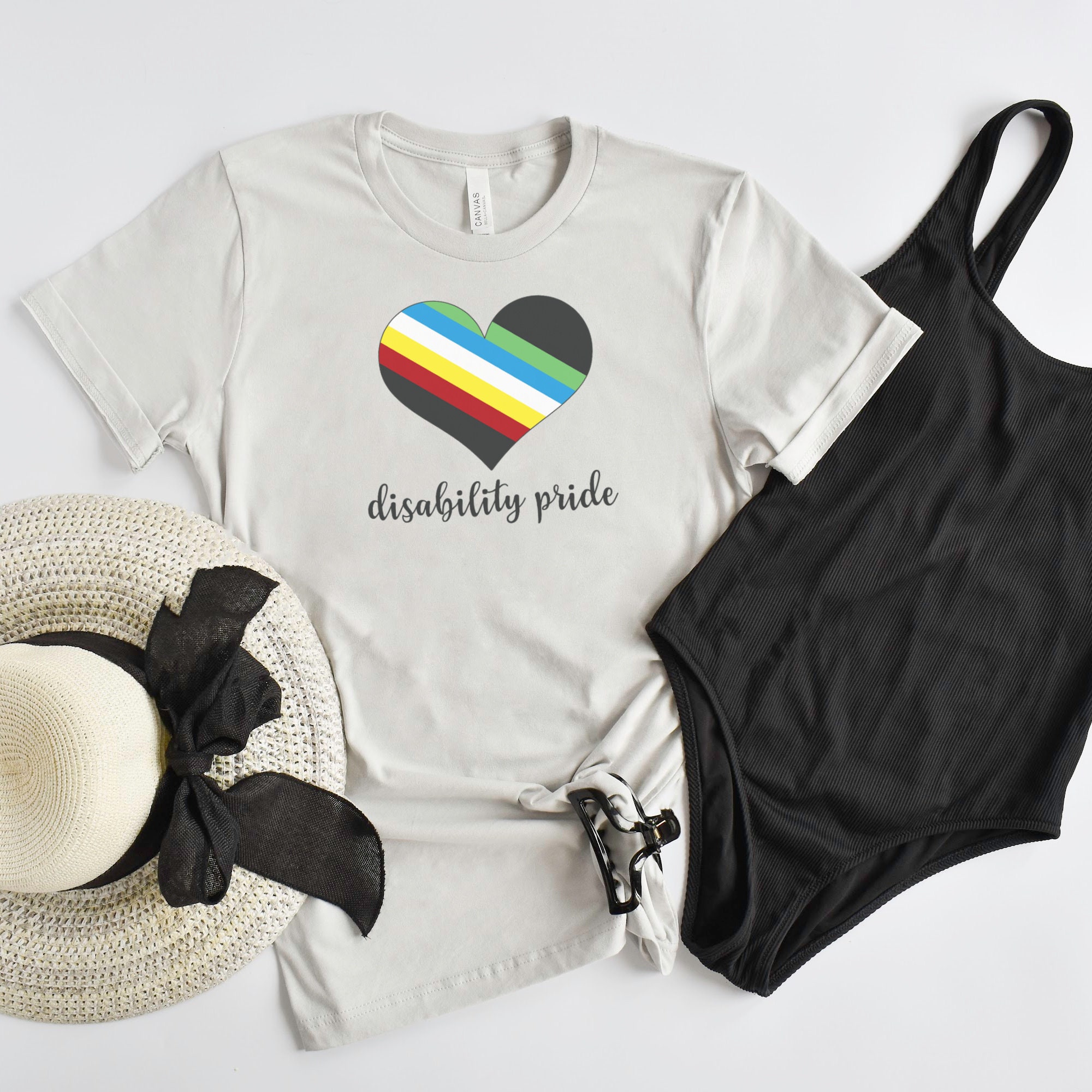 Disability Pride Flag T-shirt Heart-shaped Disability Pride - Etsy