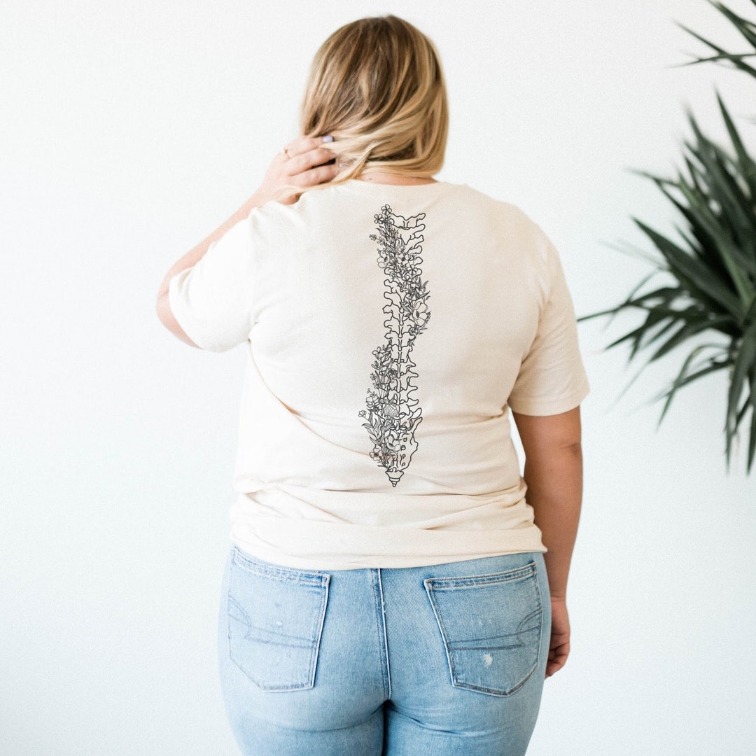 Floral Spine T-shirt; Spinal Surgery Gift; Spinal Cord Injury Awareness ...