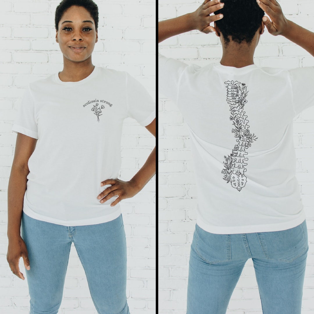 Pretty Scoliosis T-shirt; Scoliosis Strong Shirt With Floral Spine ...