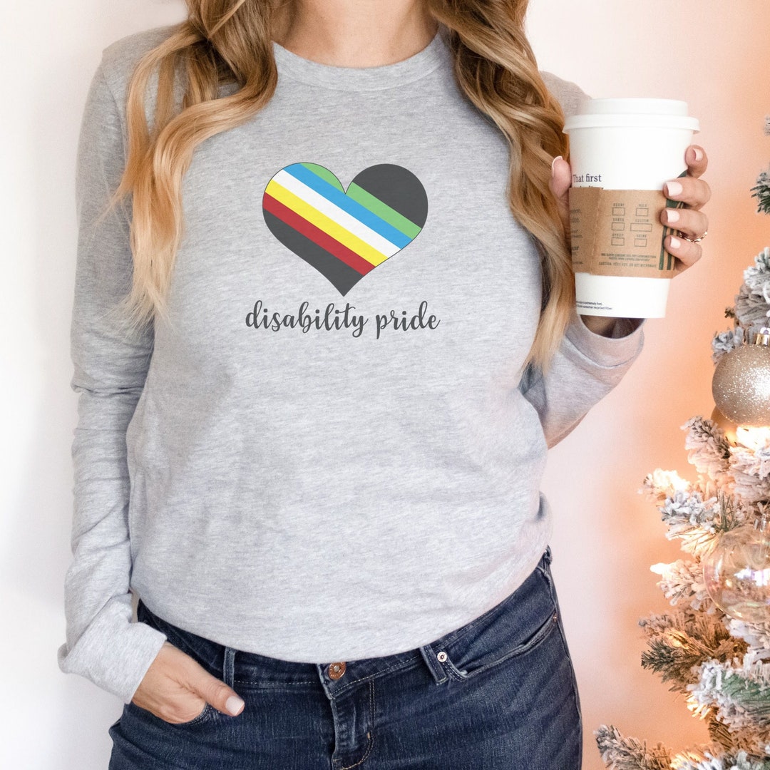 Disability Pride Flag Long Sleeve Tee; Cute Disability Pride Shirt ...