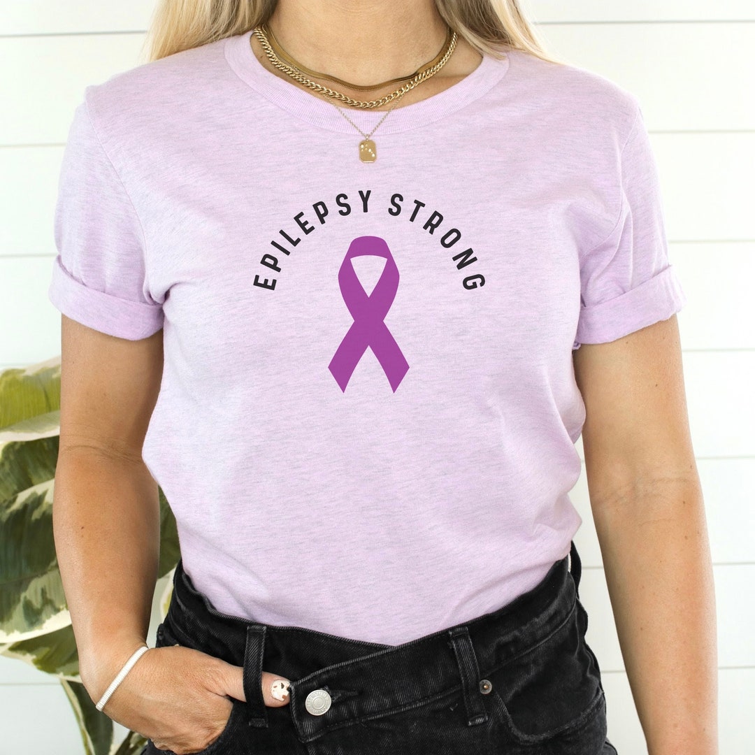 Epilepsy Strong T-shirt Purple Ribbon Graphic Tee for Epilepsy ...