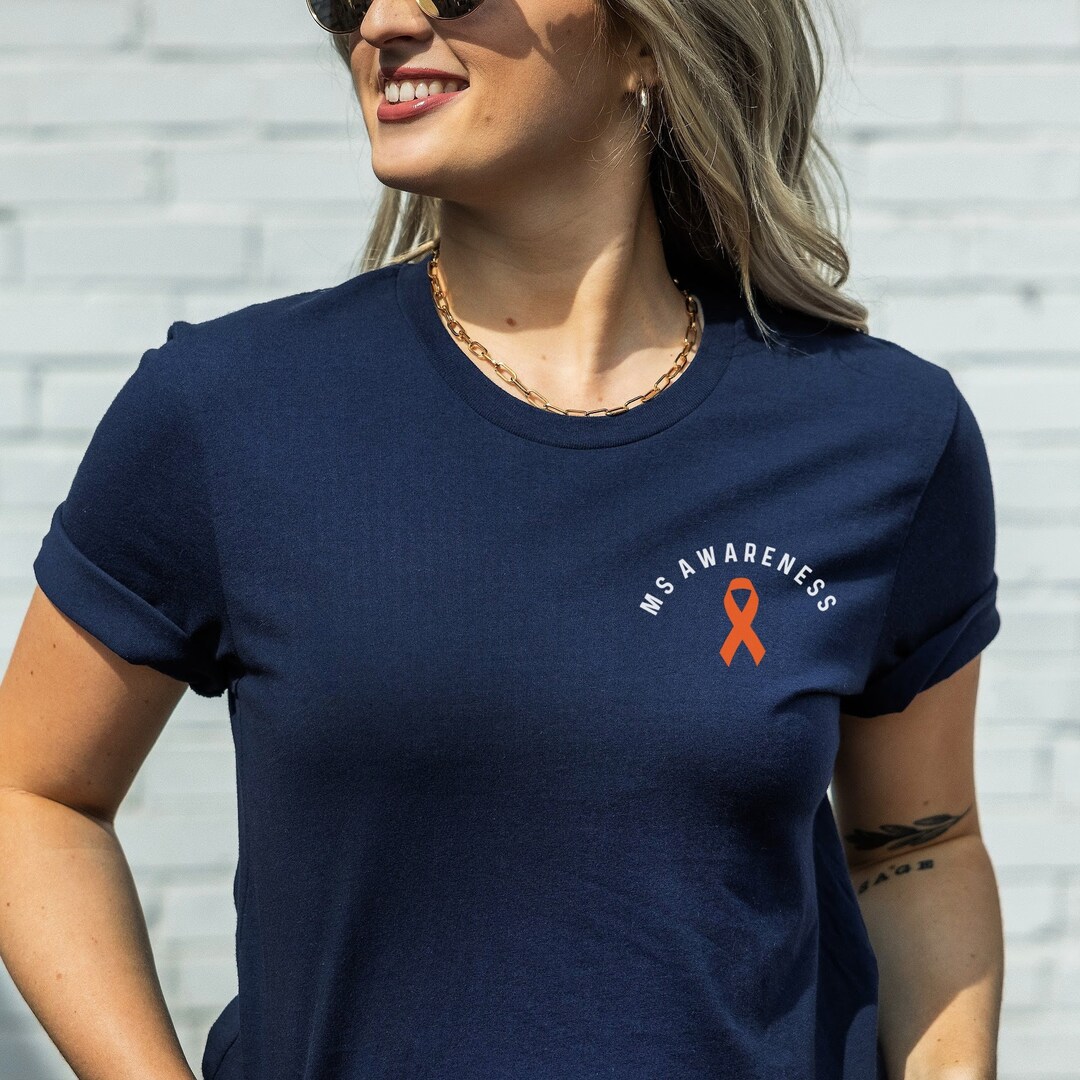 Multiple Sclerosis Orange Ribbon Tshirt MS Family Shirt MS Awareness ...