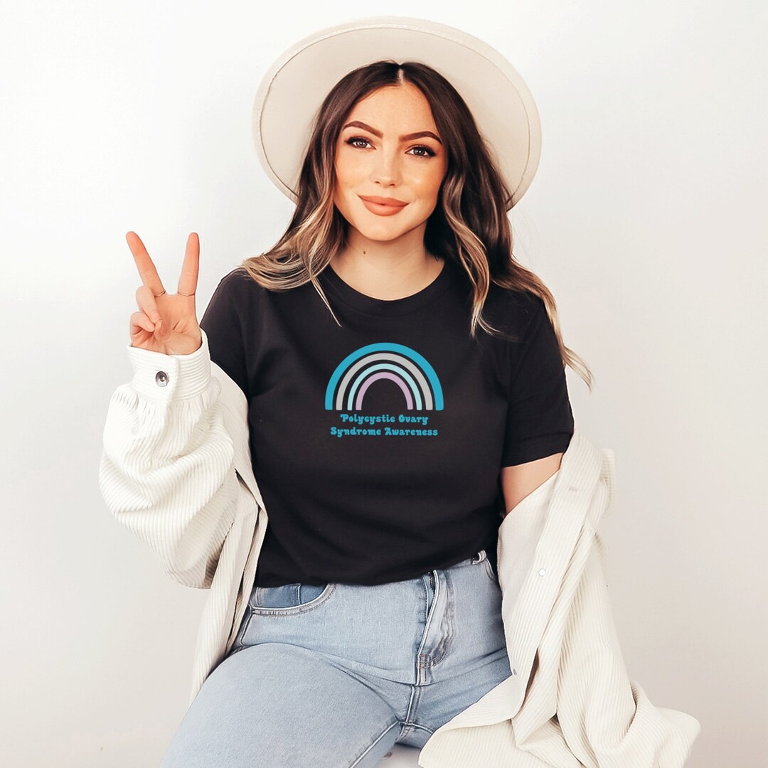 Cute PCOS Shirt PCOS T-shirt With Teal Rainbow Graphic PCOS Gift ...