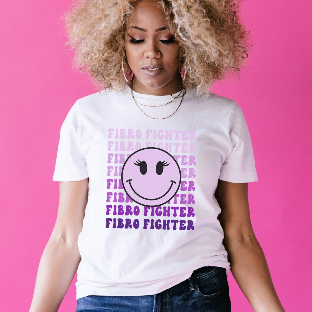 Fibro Fighter Shirt With Happy Face Graphic; Neutral Fibromyalgia Shirt ...