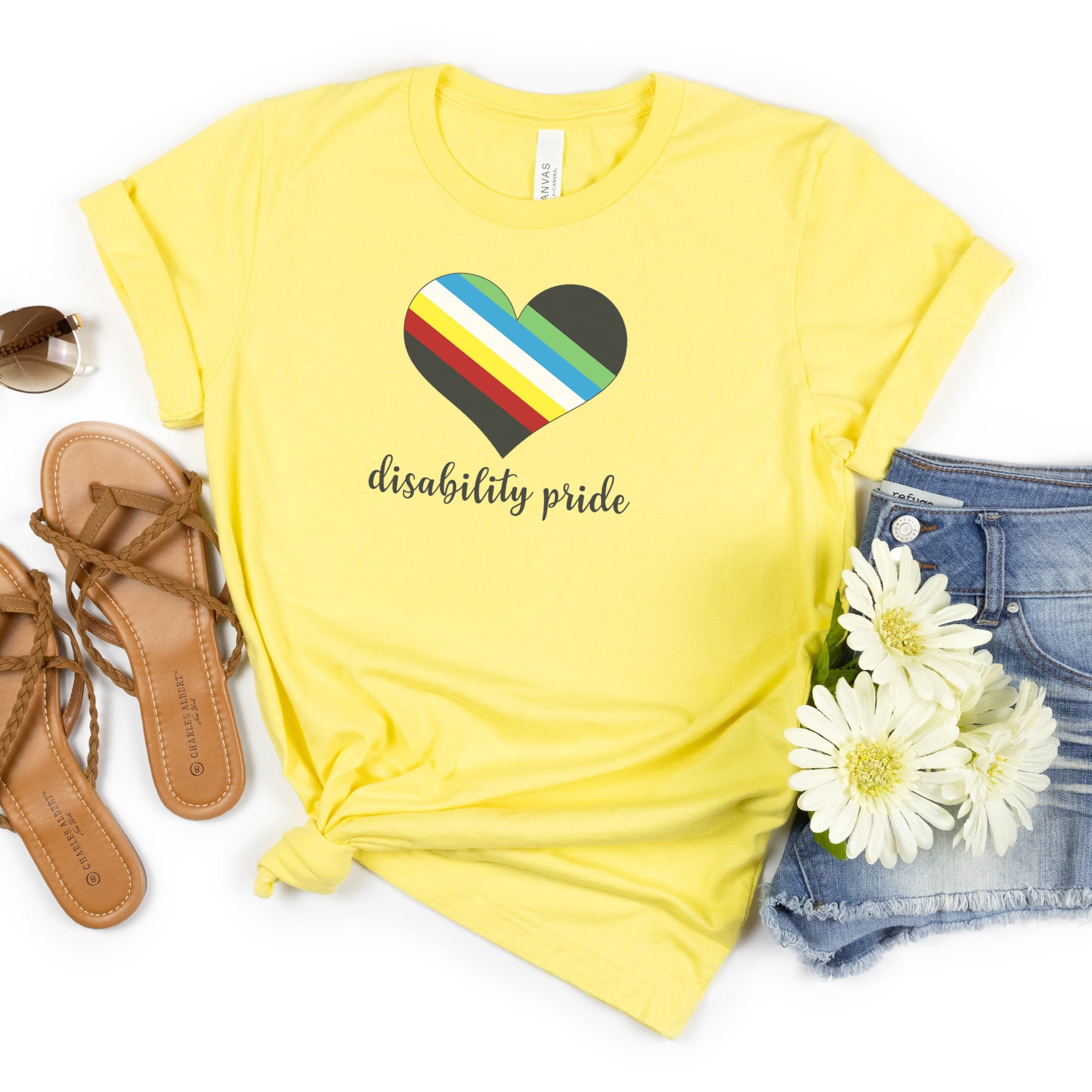 Disability Pride Flag T-shirt Heart-shaped Disability Pride - Etsy