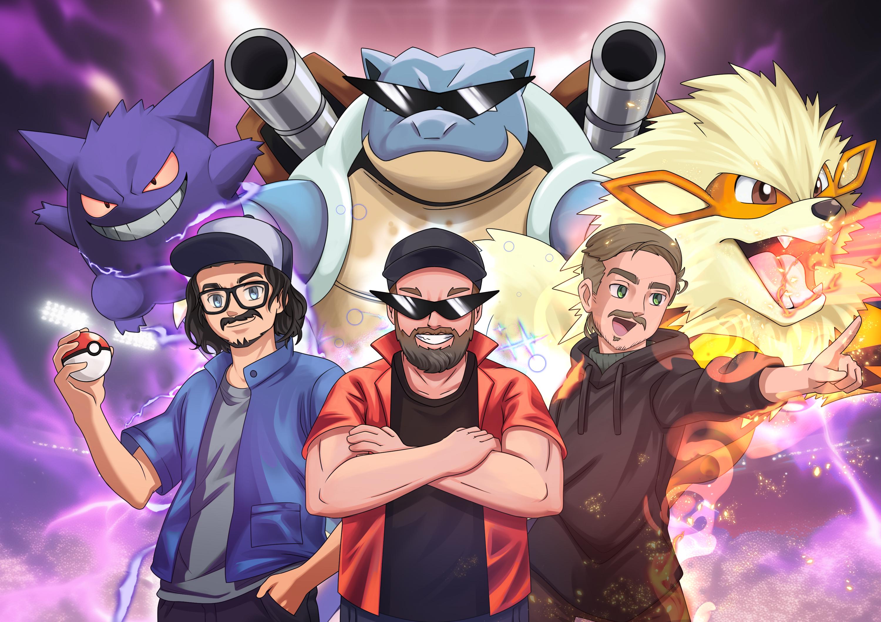 Custom Pokémon Portrait – 3 People & 3 Pokémon/pet | Personalized ...