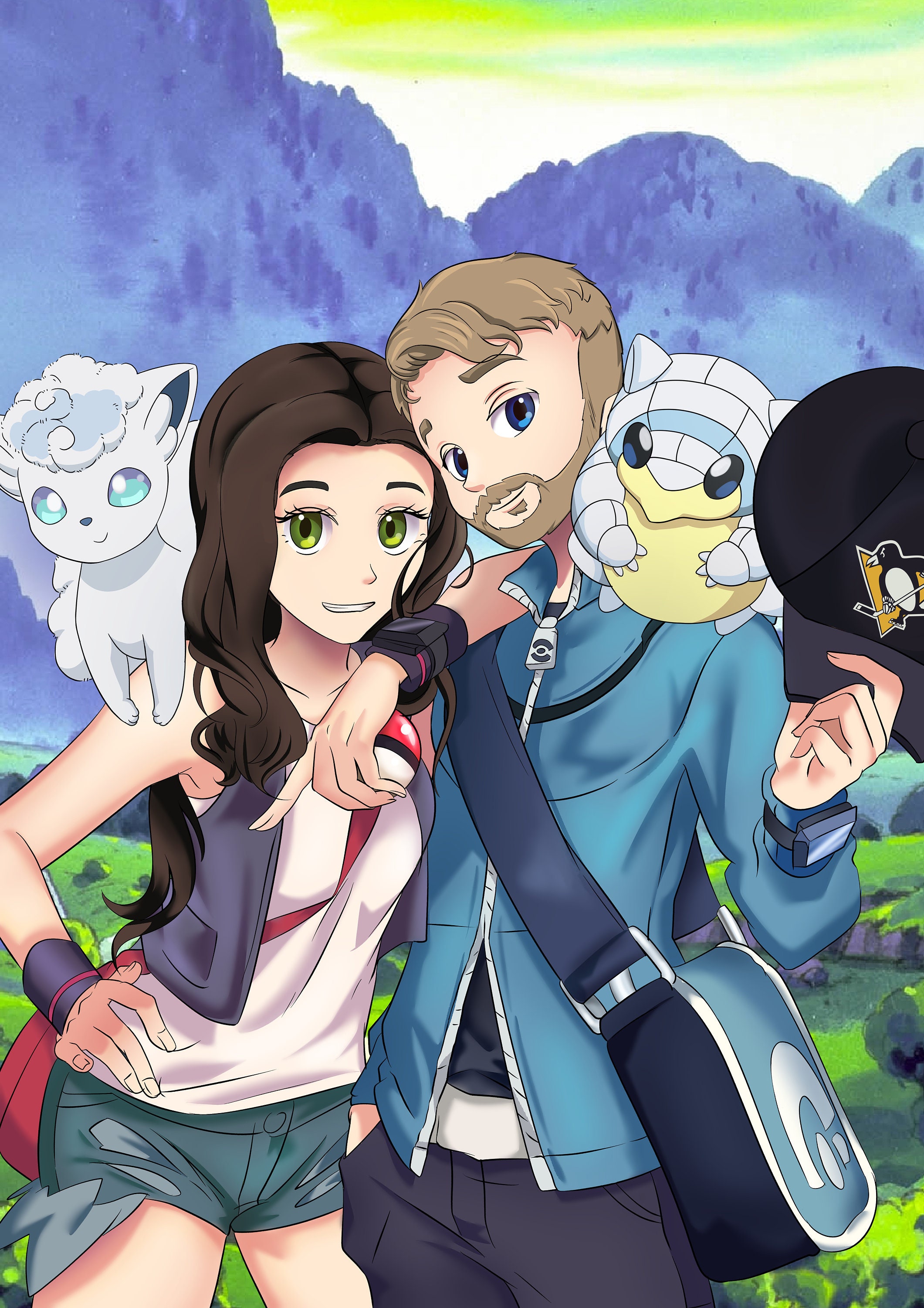 Custom Pokemon Portrait Pokemon Couple Portraitpokemon - Etsy