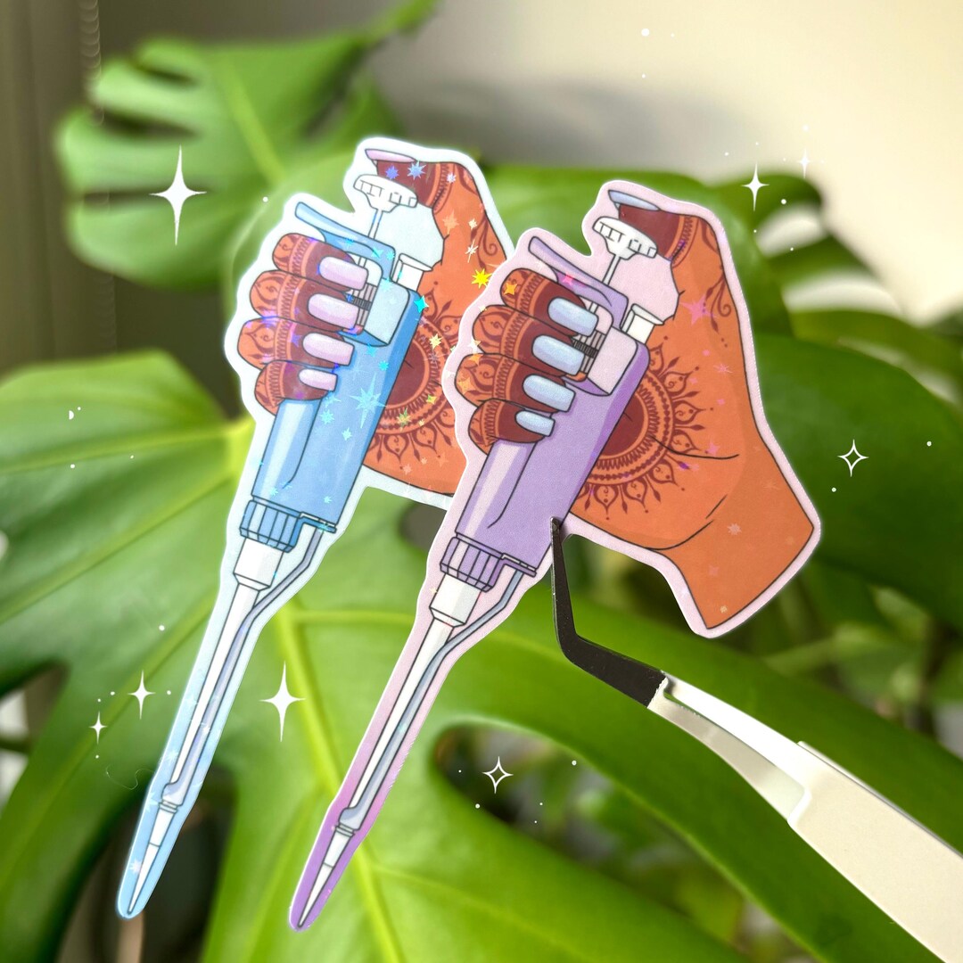 Desi Henna Hand Micropipette Single Sticker Holographic Science Sticker ...