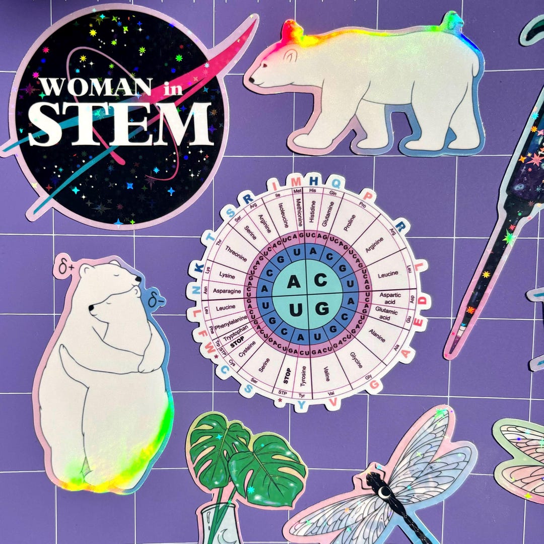 Science Stickers Custom 3-pack | Holographic Vinyl Molecular Biology ...