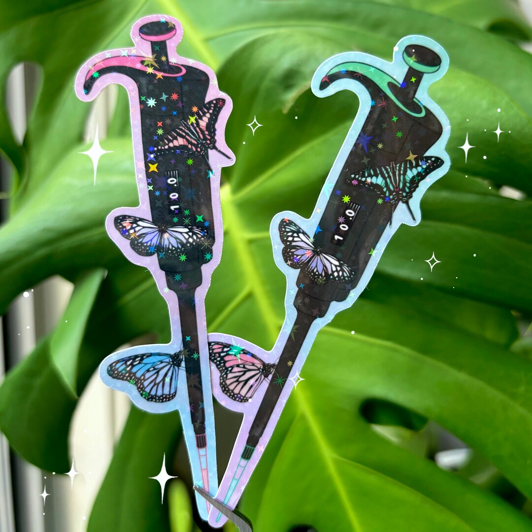 Butterfly Micropipette Single Sticker | Holographic Science Sticker ...