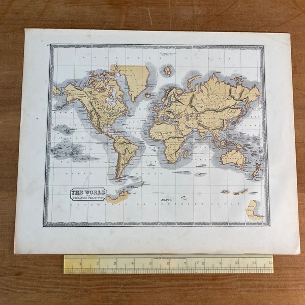 Antique World Map Original - Etsy UK