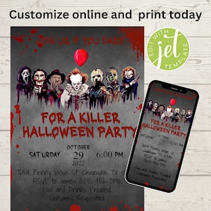 Horror Halloween Party Invitation Halloween Invitation Halloween Party ...
