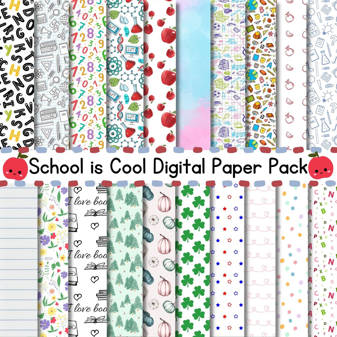 Back to School Digital Paper - Back to School Patterns - First Day of ...