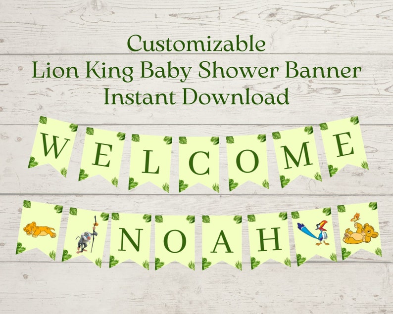 Lion King Baby Shower Banner | Printable Decoration (PDF & JPEG) - Etsy