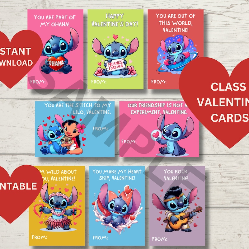 Stitch Valentine Cards - Etsy