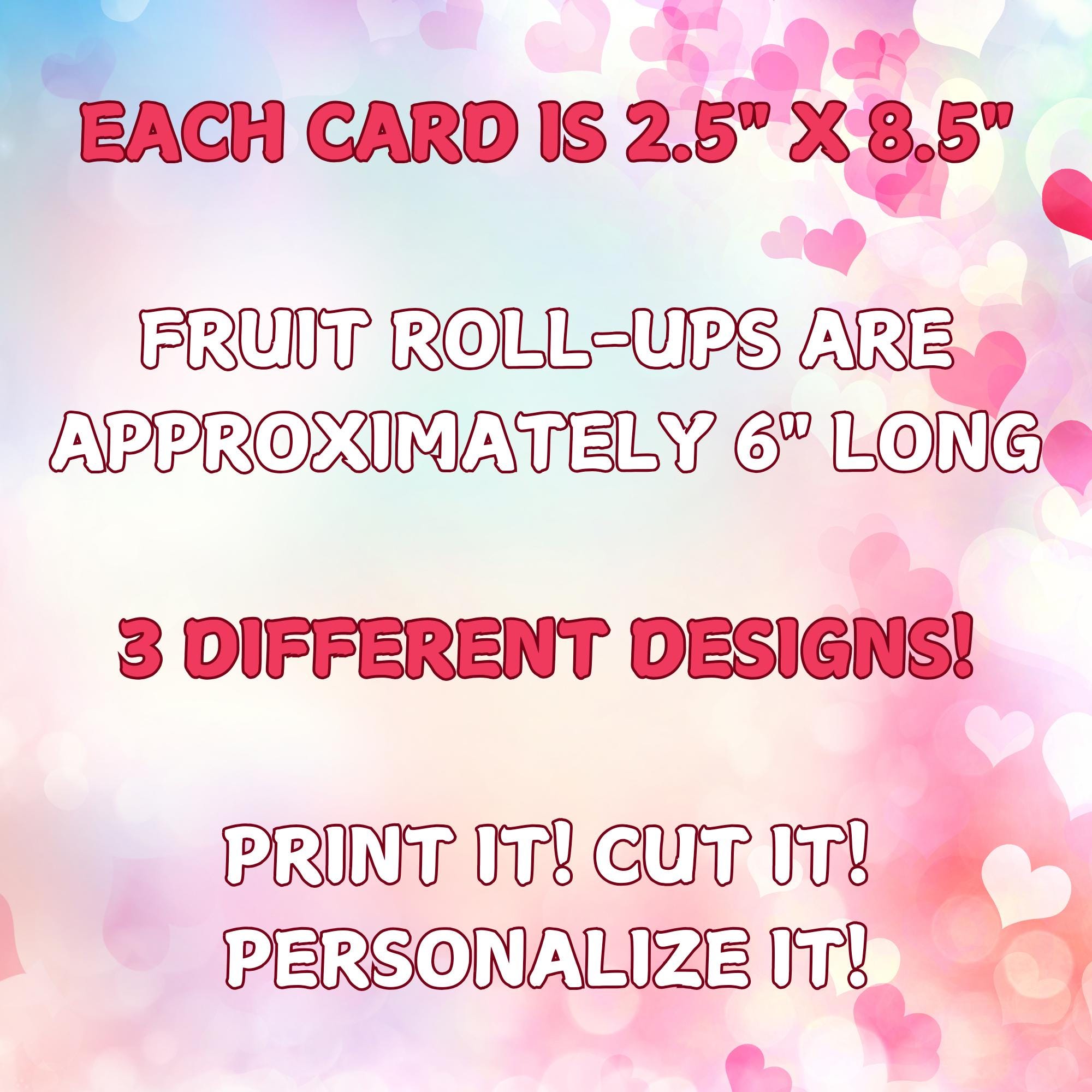 Fruit Roll-up Valentine Cards | Printable Kids Valentines (DIY) - Etsy