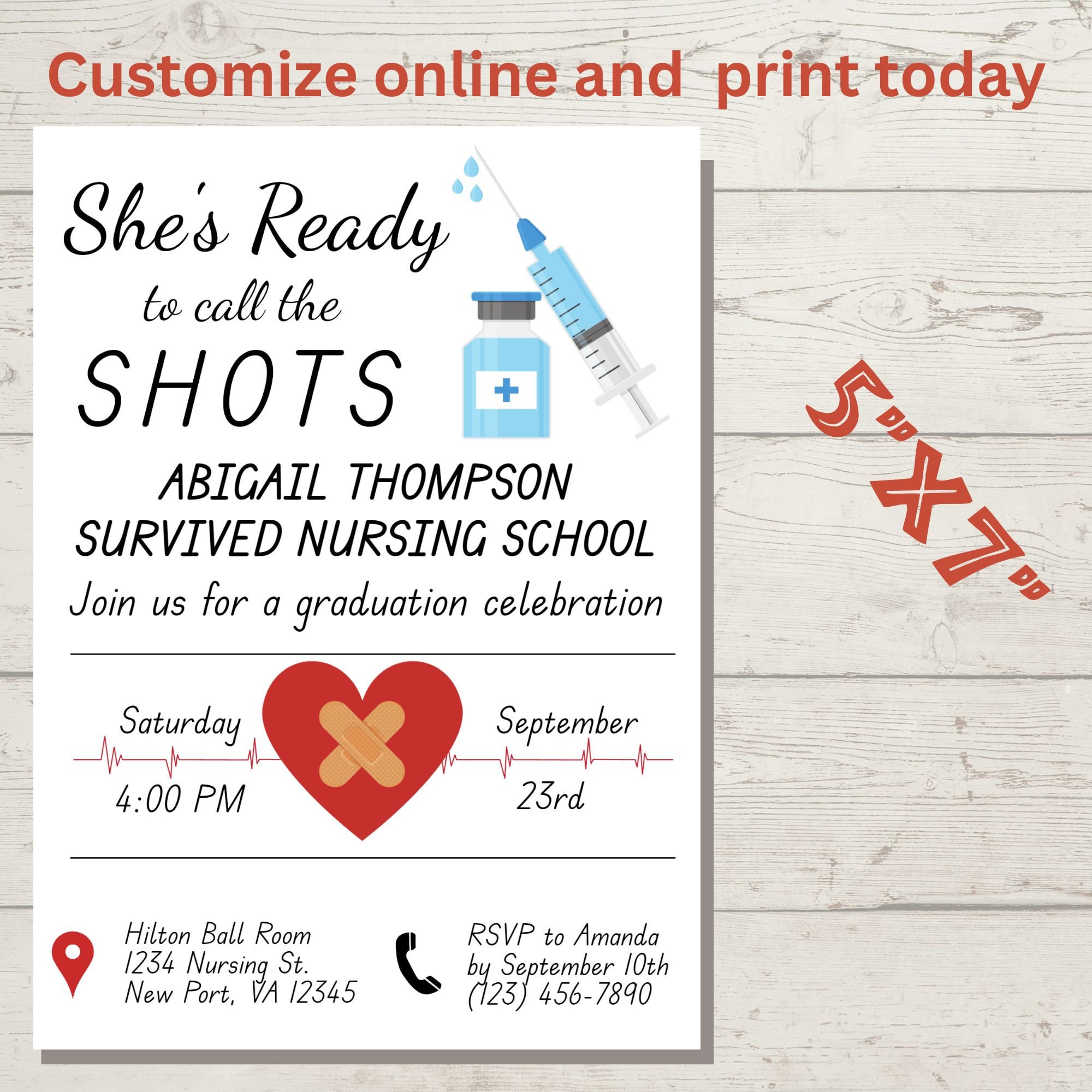 Nursing School Graduation Invitation | 'call the Shots' Template ...