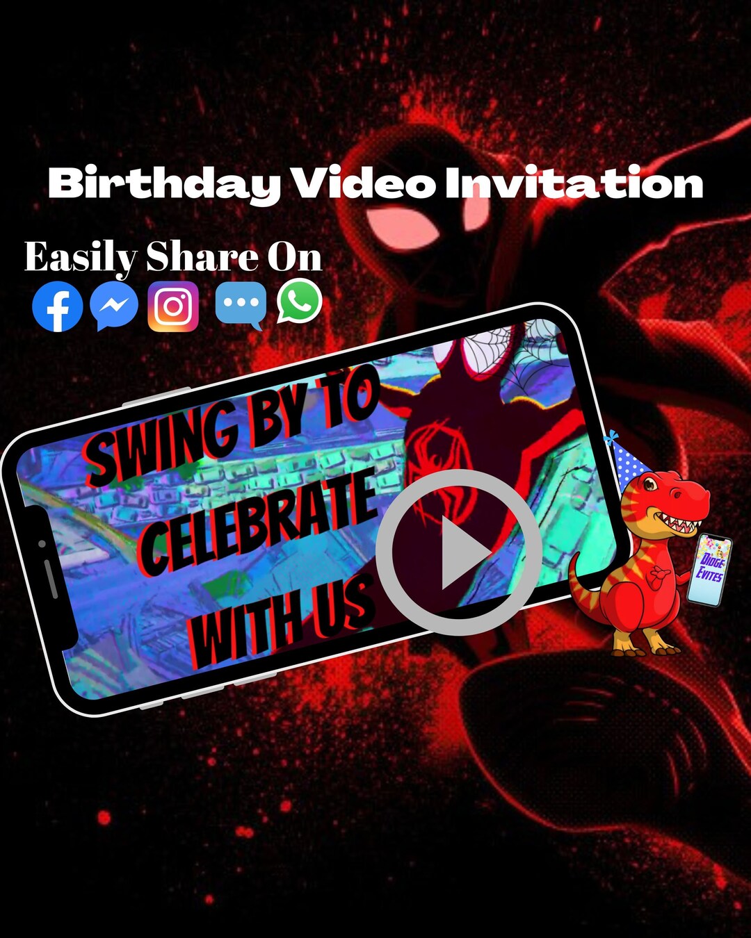 Miles Morales Into the Spiderverse Birthday Invitation, Spiderman ...