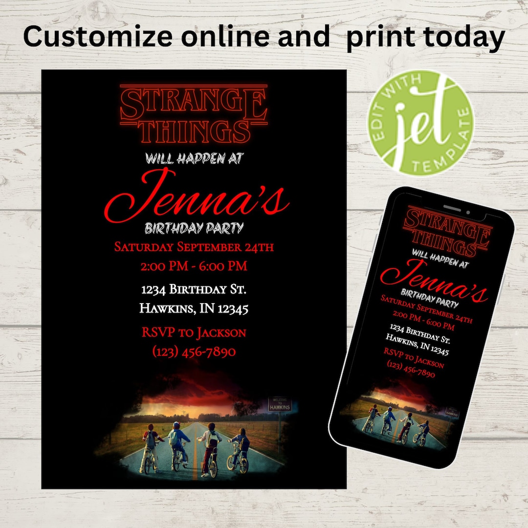 Stranger Things Invitation, Birthday Invite, Digital Invitation ...