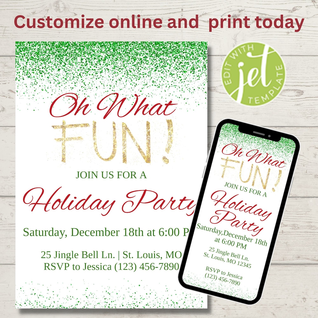 Christmas Party Invitation, Holiday Party Invitation, Oh What Fun ...