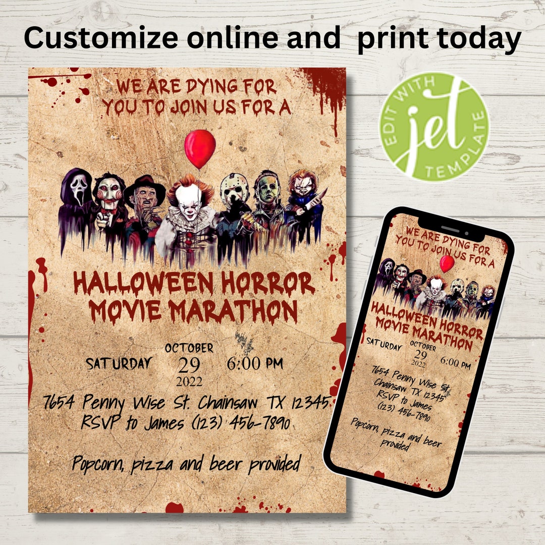 Halloween Horror Movie Marathon Invitation Halloween Horror Invitation ...