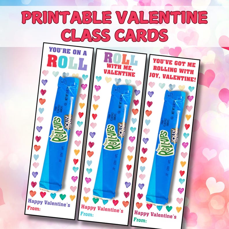 Fruit Roll-up Valentine Cards | Printable Kids Valentines (DIY) - Etsy