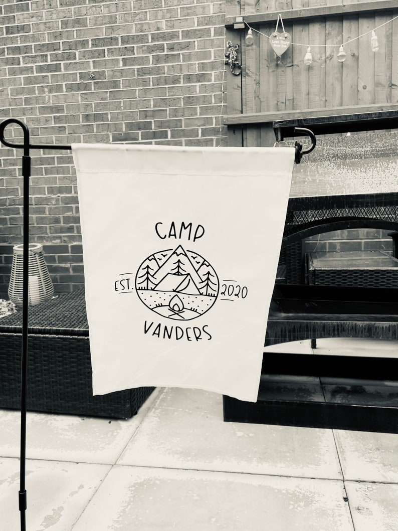 Personalised Family Camping Flag Black - Etsy