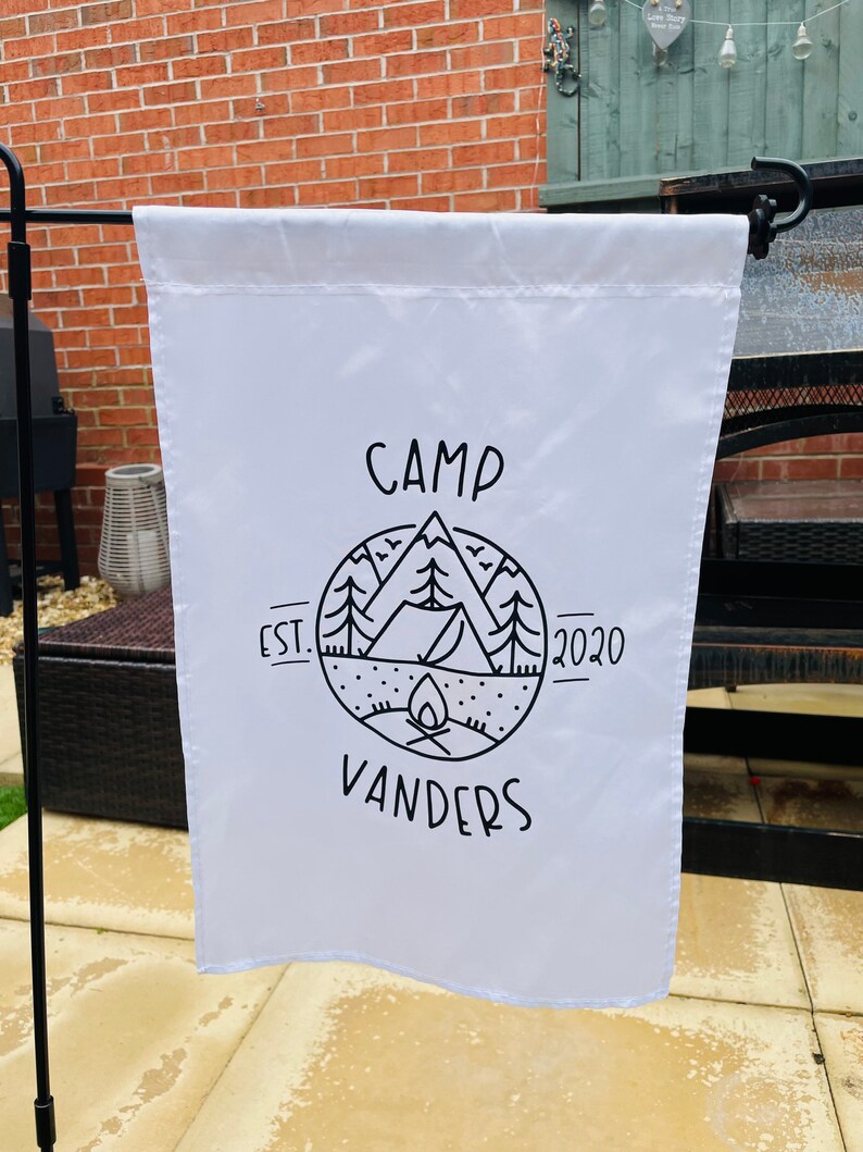 Personalised Family Camping Flag Black - Etsy