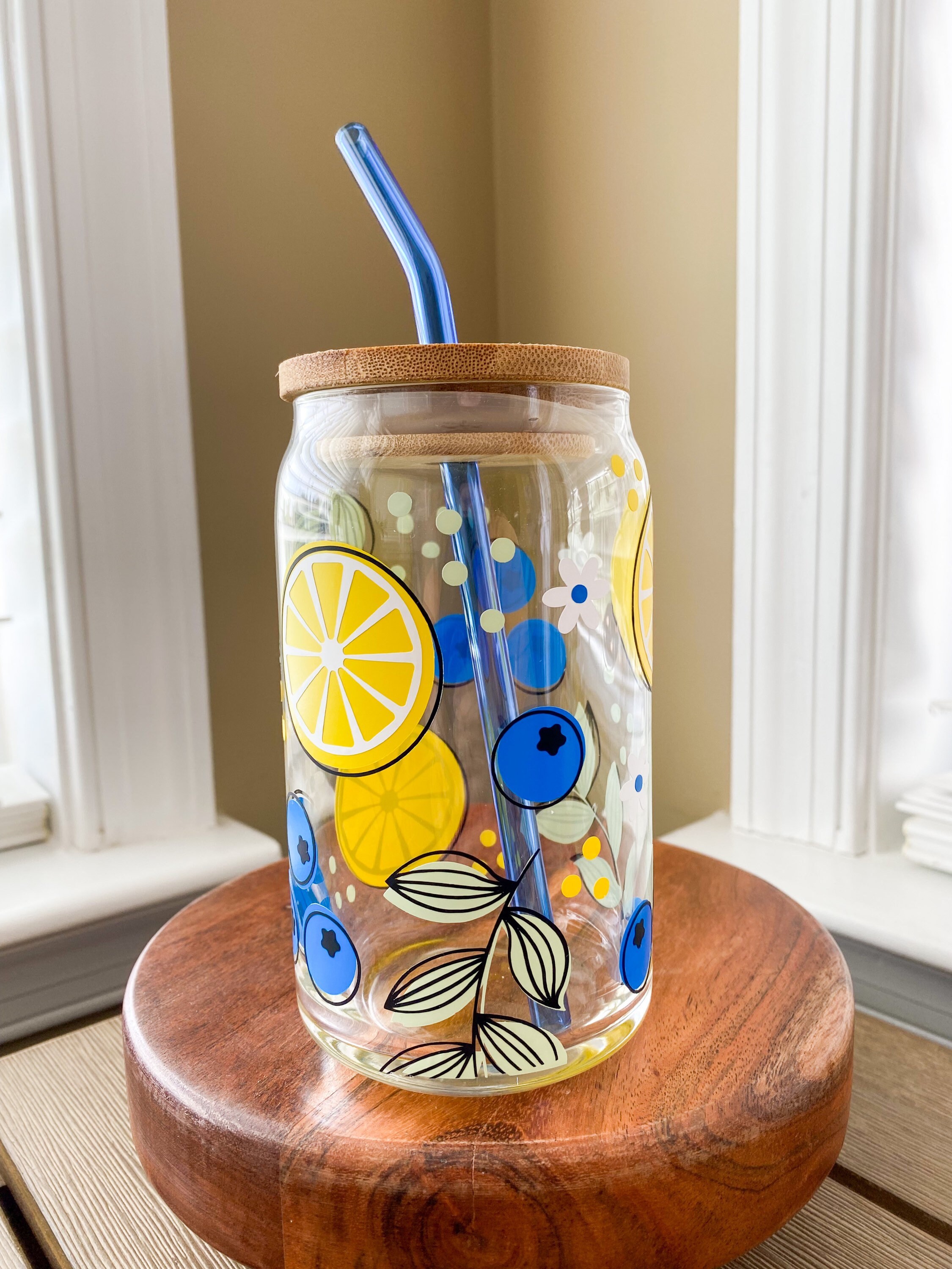 Lemons and Blueberries Glass Blueberry Lemonade Beer Can - Etsy